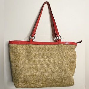 Coach | Bags | Coach Woven Straw Floral Pink Raffia Tote Bag | Poshmark